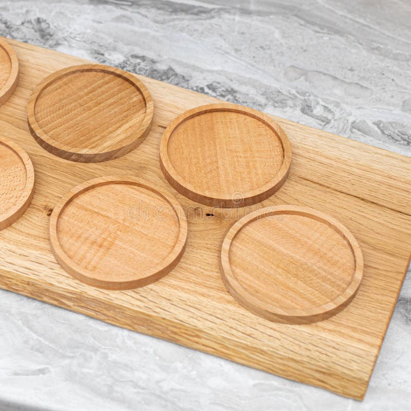 Natural Wooden Coasters on the Board Stock Image - Image of stack ...