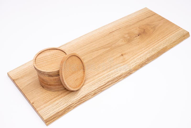 Natural Wooden Coasters on the Board Stock Photo - Image of table ...