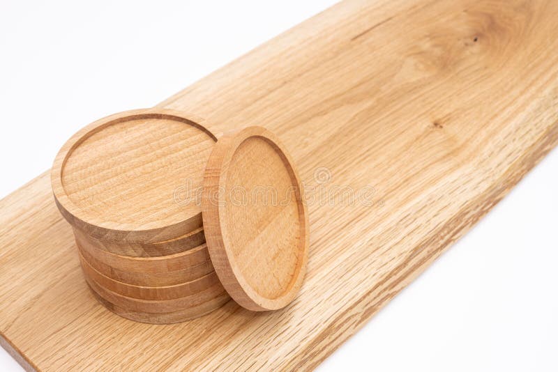 Natural Wooden Coasters on the Board Stock Photo - Image of hardwood ...