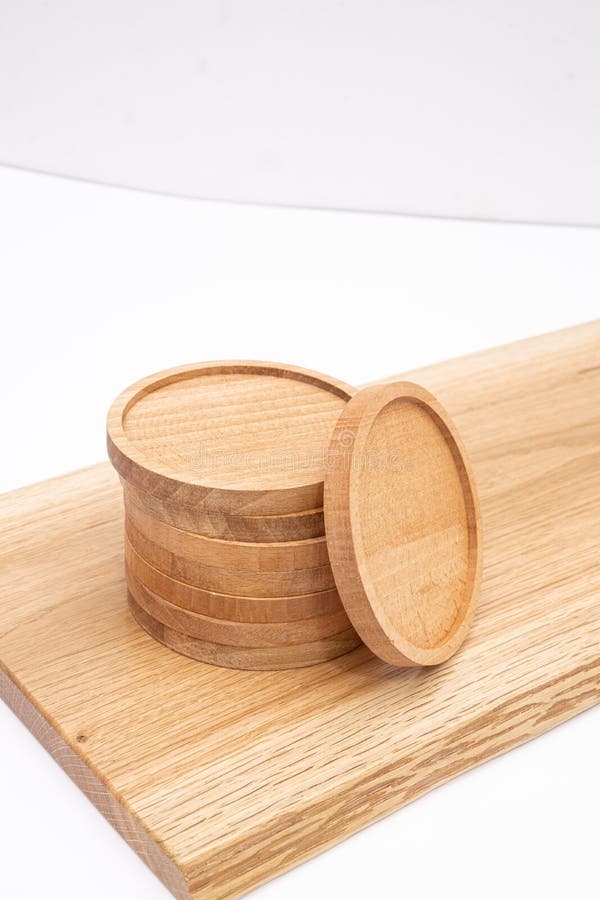 Natural Wooden Coasters on the Board Stock Image - Image of wood, cork ...