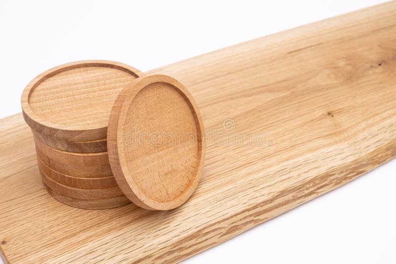 Natural Wooden Coasters on the Board Stock Image - Image of nature ...