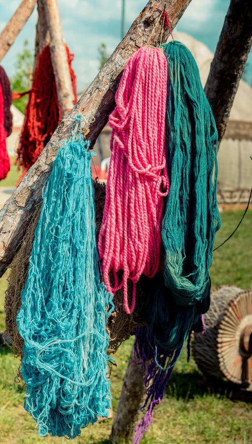 Natural Wool Thread Dyed in Color Stock Photo - Image of color, peru ...