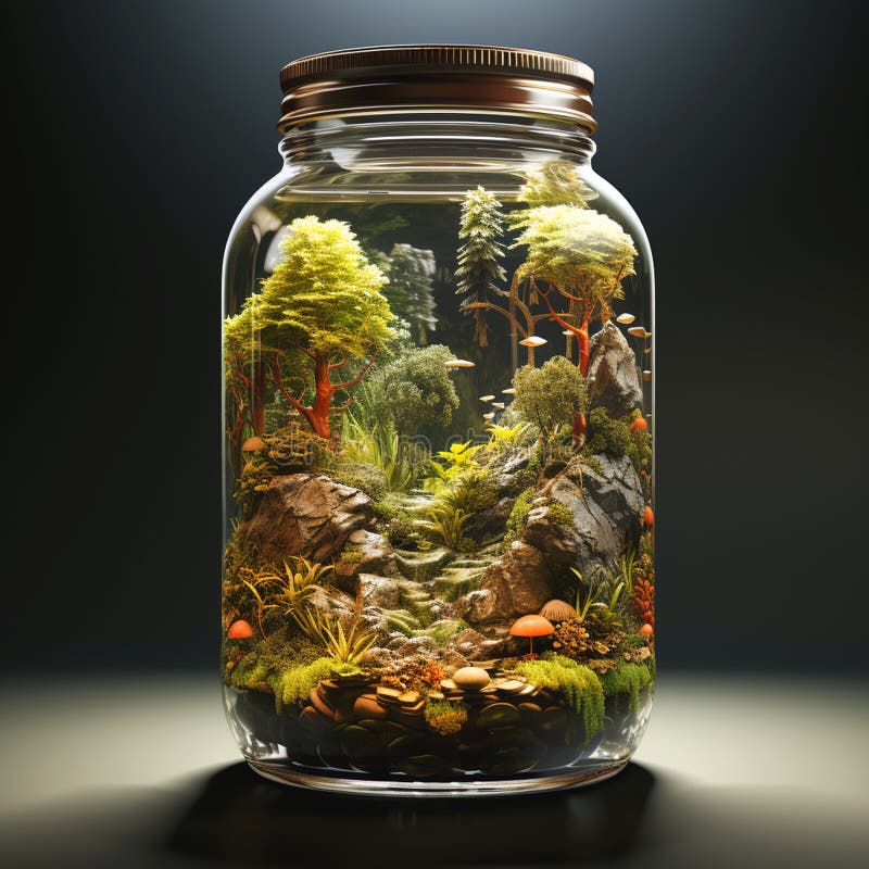 Natural World Environment Inside a Jar Stock Illustration ...