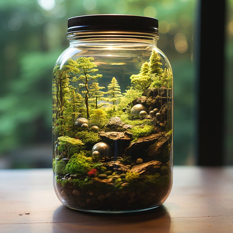 Natural World Environment Inside a Jar Stock Image - Image of liqueur ...