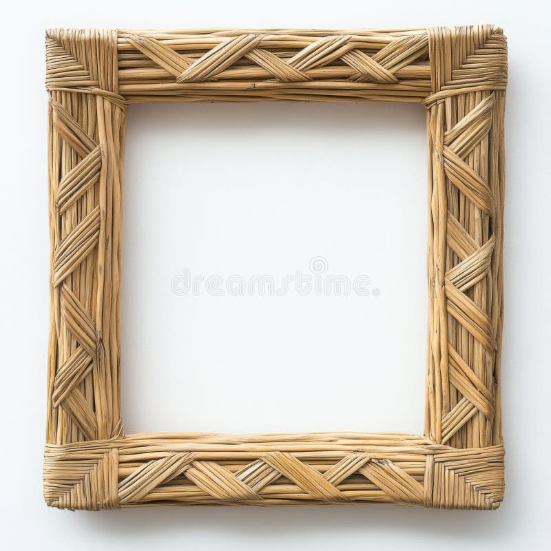 Natural Woven Bamboo Frame Showcasing Intricate Patterns Against a ...