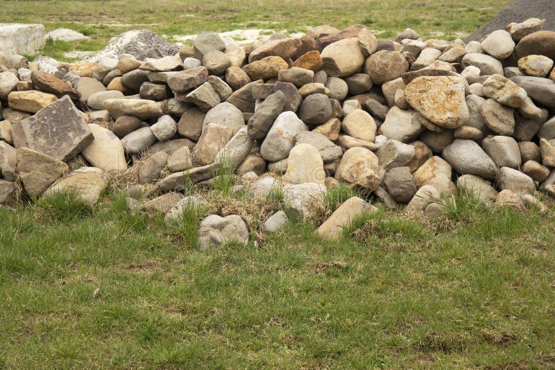 Natural Yellow and Grey Smooth Stones in Construction Site Stock Photo ...