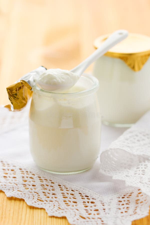 Natural yogurt stock image. Image of spoon, organic, breakfast - 13326059