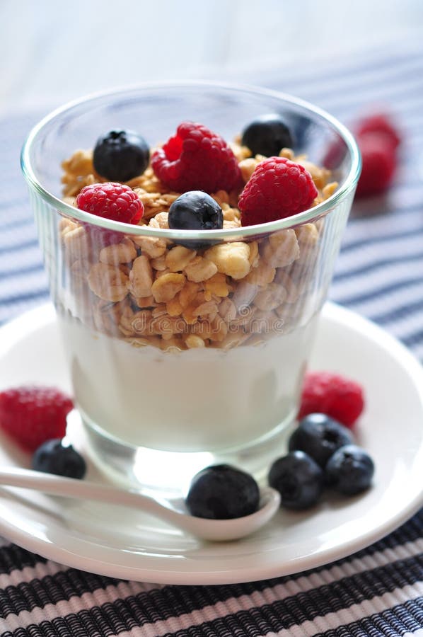 Natural Yogurt with Berries Stock Image - Image of granola, bowl: 33174369
