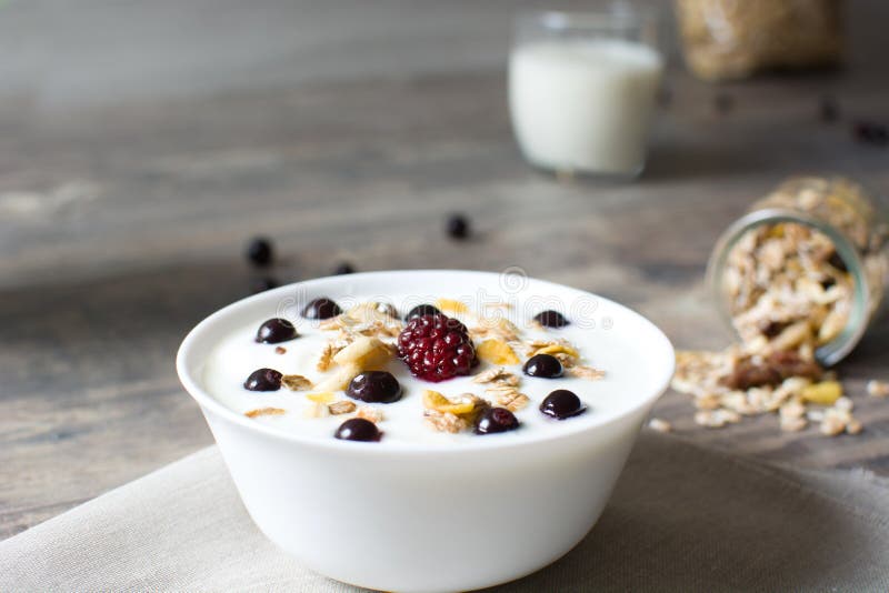 Natural yogurt stock photo. Image of berries, greek, white - 59885110