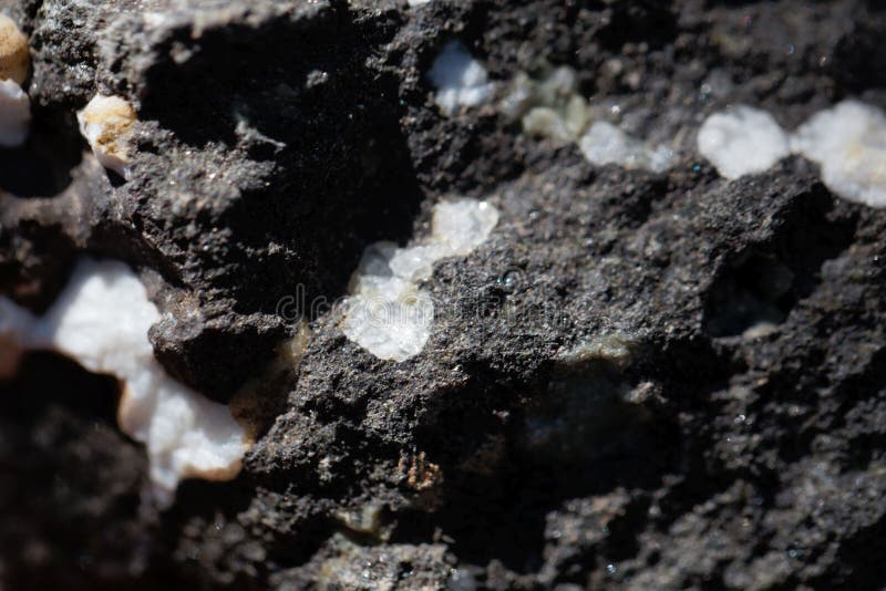 Zeolite Minerals in a Black Basalt Rock Stock Photo - Image of color ...