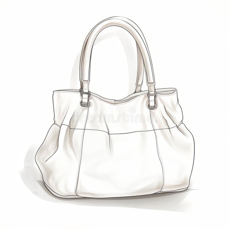 Naturalistic Light and Shadow: White Leather Handbag Drawing Stock ...