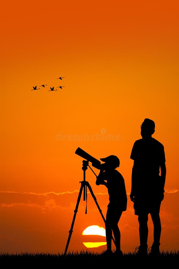 Naturalistic observatory stock illustration. Illustration of watching ...