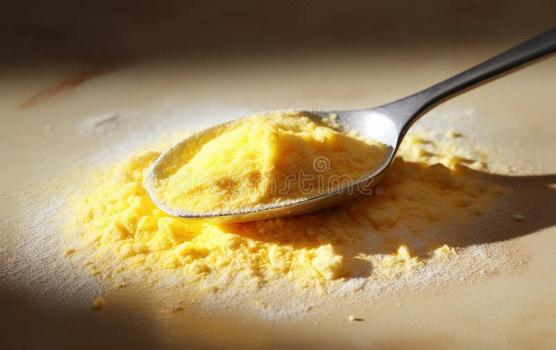 Naturalistic Yellow Substance on Spoon, Neutral Environment. Generative ...