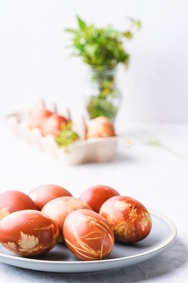 Easter Eggs Dyed with Onion Shells and Springtime Plants, Sustainable ...