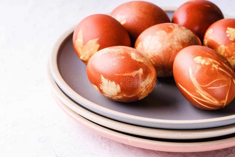 Easter Eggs Dyed with Onion Shells and Springtime Plants, Sustainable ...