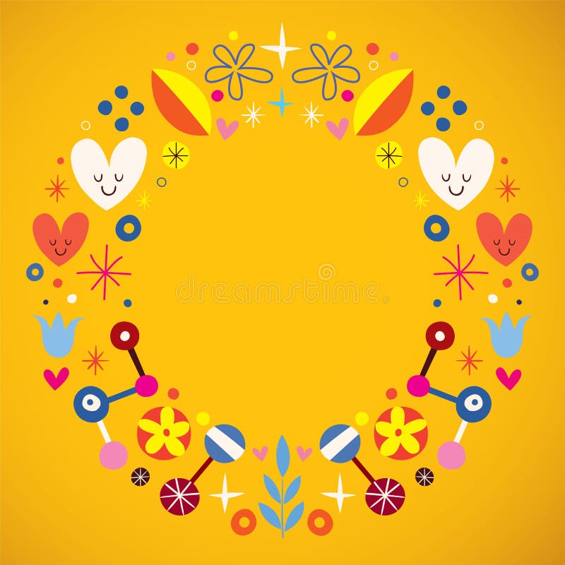 Nature Abstract Art Circle Round Frame Border Stock Vector ...