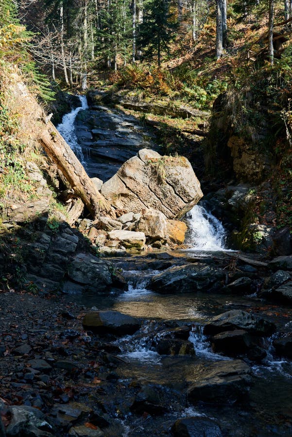 Nature and Adventure Concept - River Flow in the Mountains, Waterfall ...