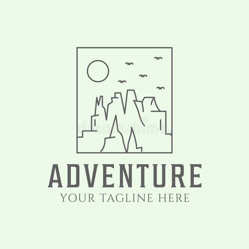 Nature Adventure Minimalist Illustration Design Icon Mountain Forest ...