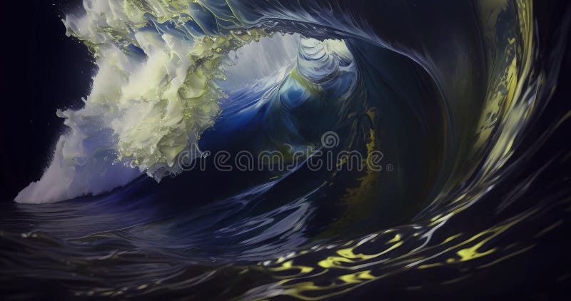 Nature Backdrop with Big Wave on Ocean Stock Illustration ...