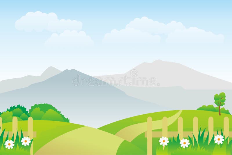Nature Landscape Vector, Village Vector Stock Vector - Illustration of ...
