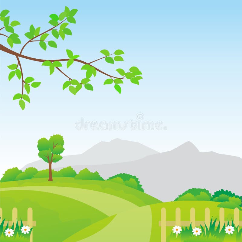 Nature Landscape Vector, Village Vector Stock Vector - Illustration of ...