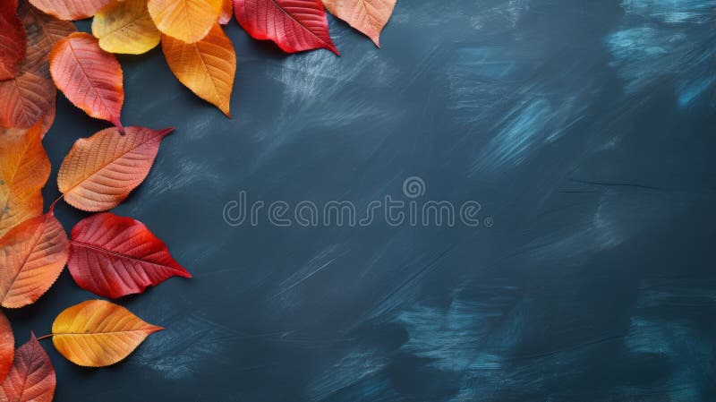 Nature Background - Autumn Leaves Drawn on a Chalkboard, Creating a ...