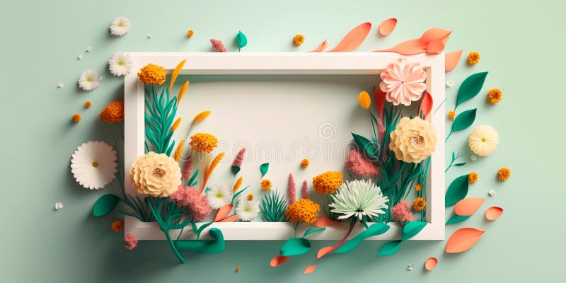 Nature Background Ceative Layout with Flowers Generative AI Stock ...
