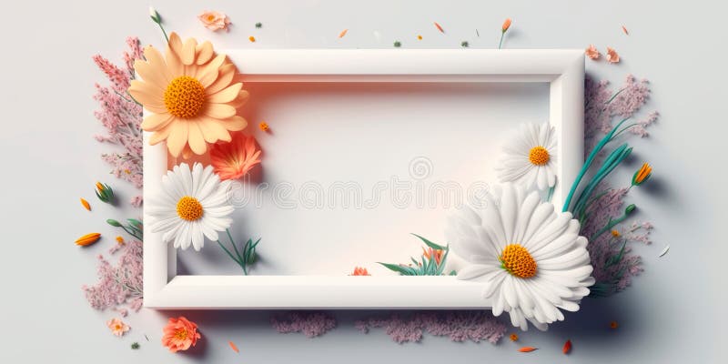 Nature Background Ceative Layout with Flowers Generative AI Stock ...