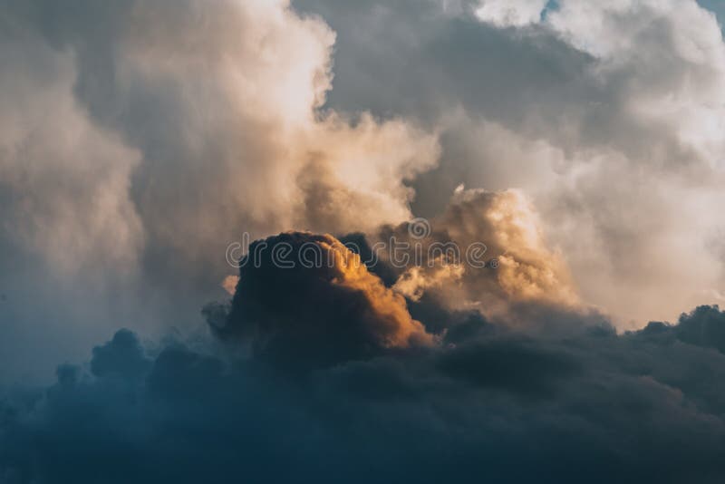 Dramatic Grey Cloudy Sky. Big Powerful Clouds Contrasting with Dark Sky ...