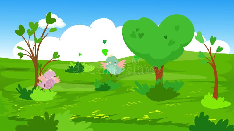 Nature Background 4k Animation Flying Birds Trees Motion in the Wind ...