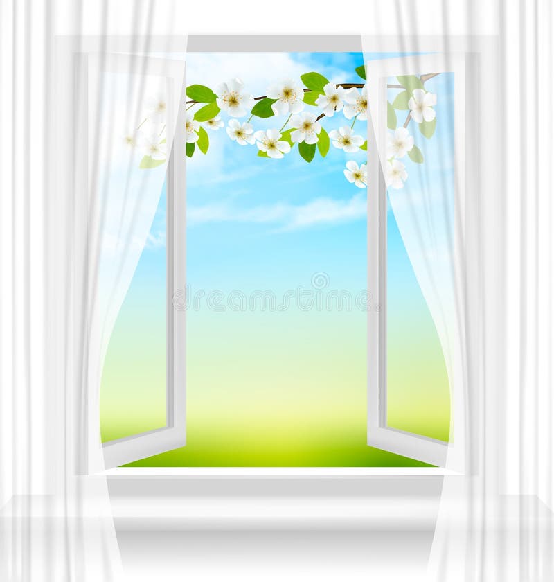 Open Window with Curtains on a Transparent Background. Stock Vector ...