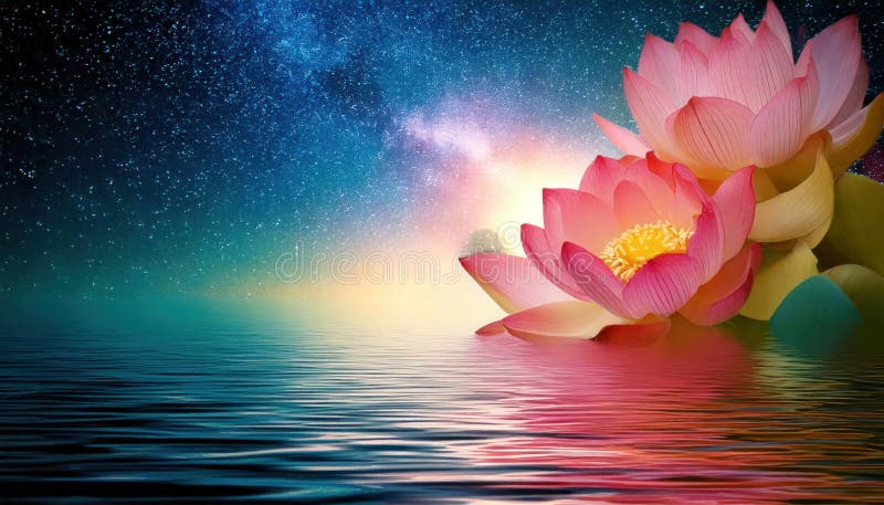 Nature Background with Water Lotus Flower Stock Illustration ...