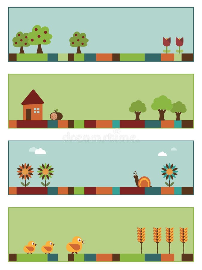 Nature banners set 1 stock vector. Illustration of graphic - 9962482