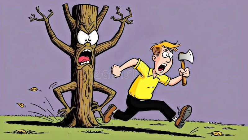 Nature Battle: Talking Trees Stock Illustration - Illustration of ...