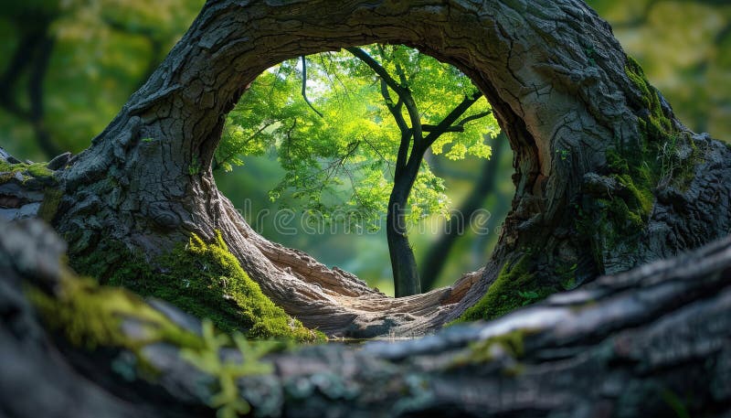 Nature Beauty in a Fallen Tree, a Circle of Growth Stock Illustration ...