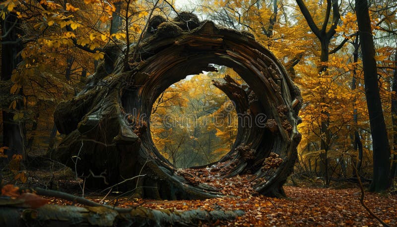 Nature Beauty in a Fallen Tree, a Circle of Growth Stock Illustration ...