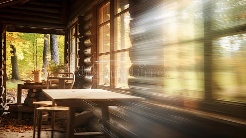 Nature Blurred Rustic Cabin Interior Stock Illustration - Illustration ...
