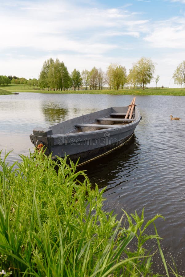 Nature and Boat on the Nice Water Stock Image - Image of wood ...