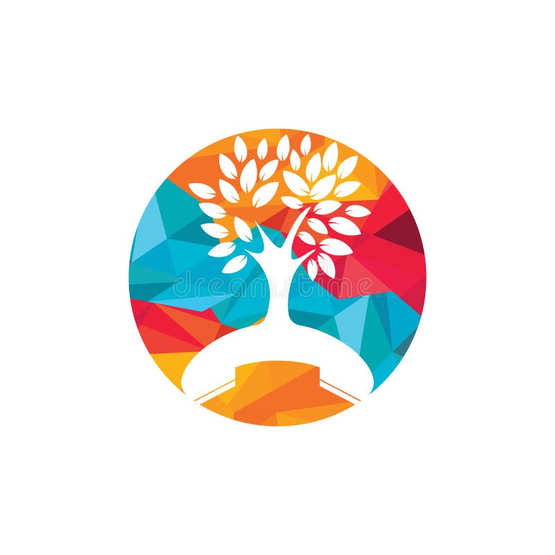 Nature Call Vector Logo Design. Handset Tree Icon Design Template ...