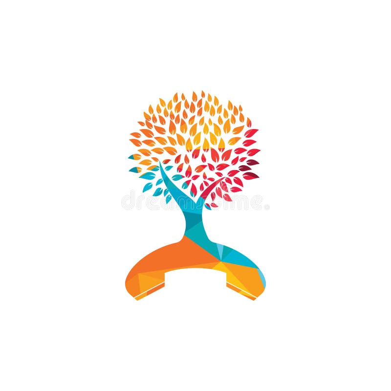 Nature Call Vector Logo Design. Handset Tree Icon Design Template ...