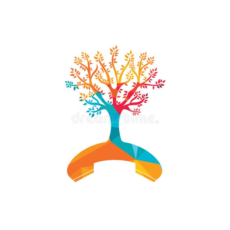 Nature Call Vector Logo Design. Handset Tree Icon Design Template ...