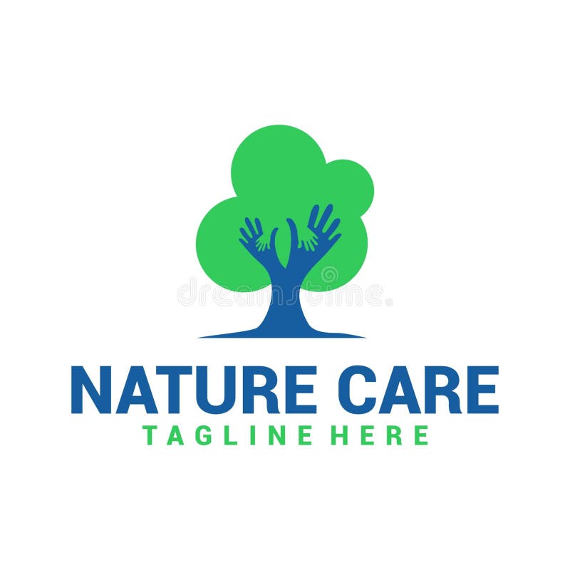Nature Care Tree Logo Vector. Tree and Hand Vector Stock Vector ...