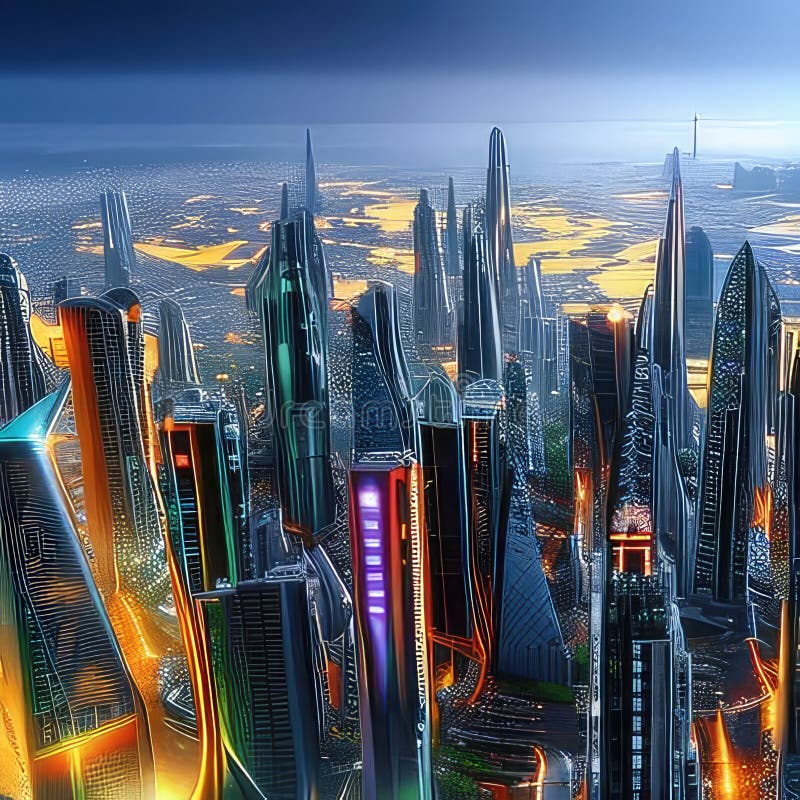 Nature, City of the Future, Ilustration 4k Quality. Stock Illustration ...