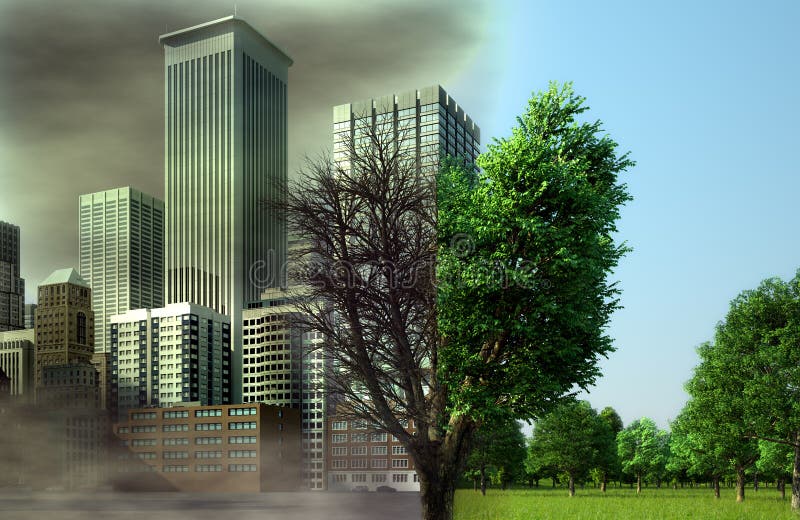 Nature and civilization stock illustration. Illustration of building ...