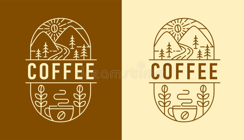 Nature Coffee Line Art Design Template Stock Vector - Illustration of ...
