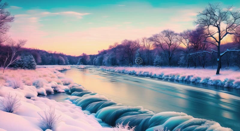 Nature in the Cold Winter Landscape Ai Generated Stock Illustration ...