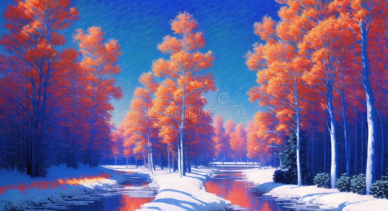 Nature in the Cold Winter Landscape Ai Generated Stock Illustration ...