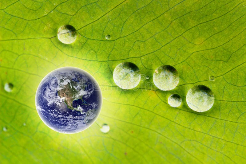 Nature Conservation- Glowing Earth & Water Drops Stock Photo - Image of ...