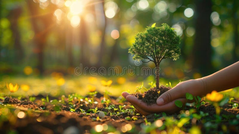 Nature Conservation: Hand Holding Tree on Field - Saving the World ...