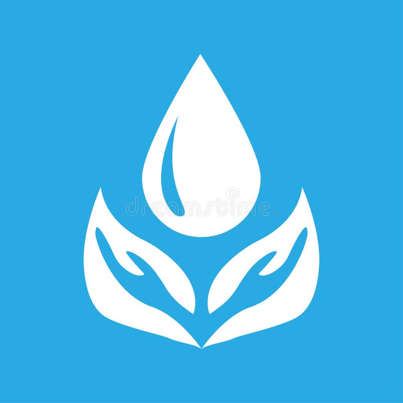 Nature Conservation Icon, Two Leaves and a Drop of Water, Vector ...